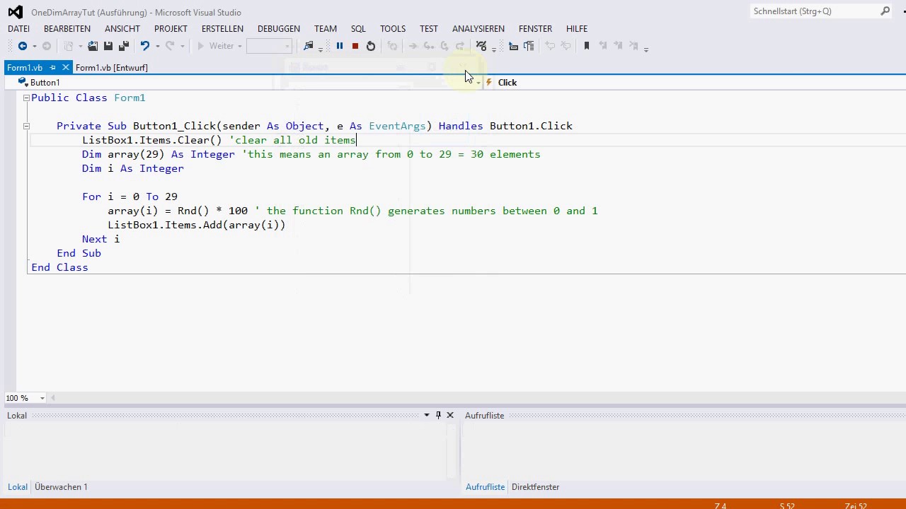 VB: One Dimensional Array