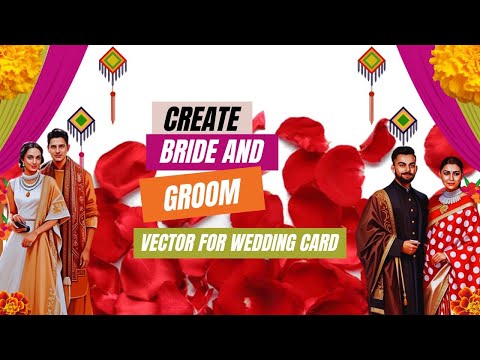 Unveiling the Secrets: How to Create a Stunning Bride and Groom Vector for Your Wedding Card#canva