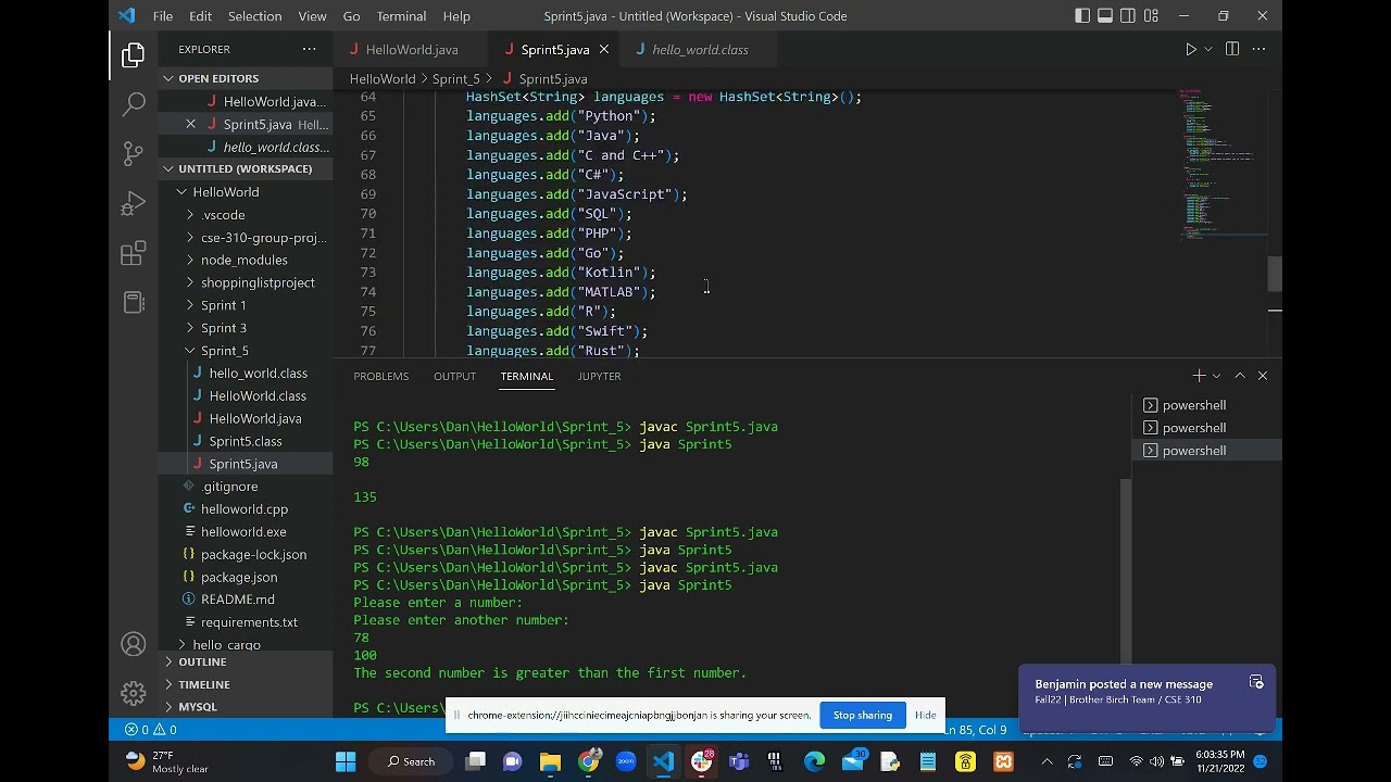 CSE 310-Sprint 5: Java