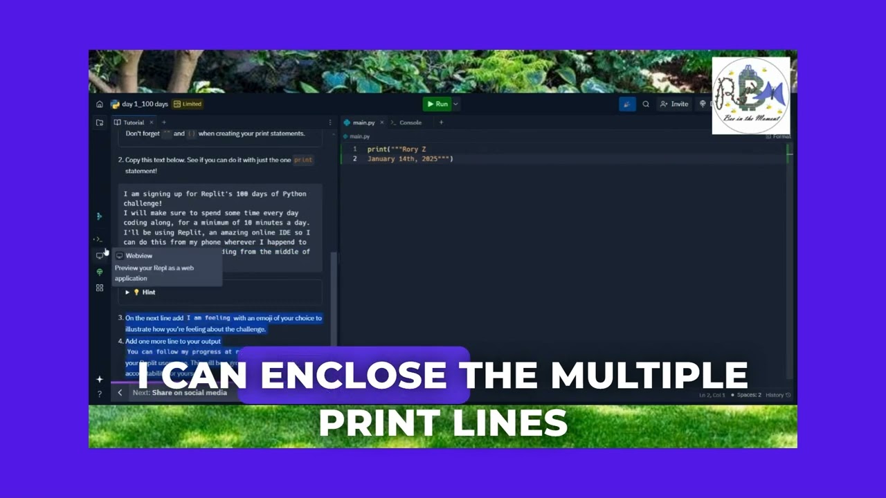 First Challenge in @replit  #100daysofcode