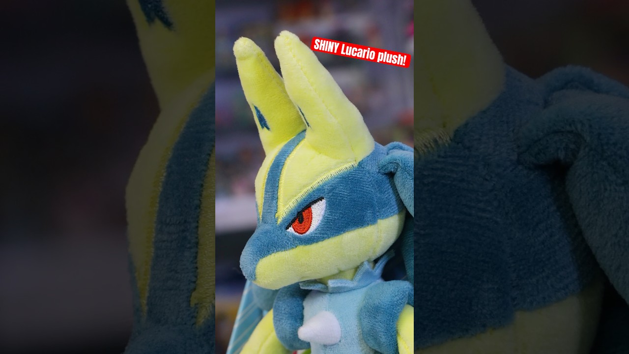 The FIRST EVER Shiny Lucario plush! #shinypokemon #shinylucario #pokémonhorizons #shinylucarioplush