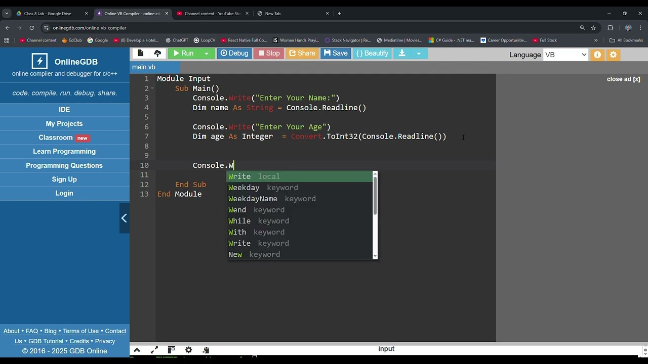 Visual Basic lab # 5 | Dynamic Profile  | String , Integer & Dim | Print Number in VB.NET
