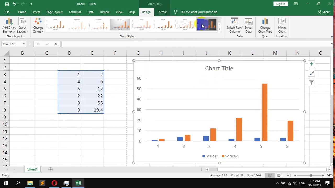 How to create a 2D column Chart in Microsoft Excel