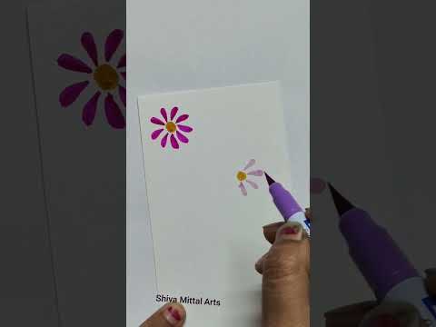 Easy flower and leaves art with brush pens #shorts #viral#satisfying #flowerpainting #brushpen #art