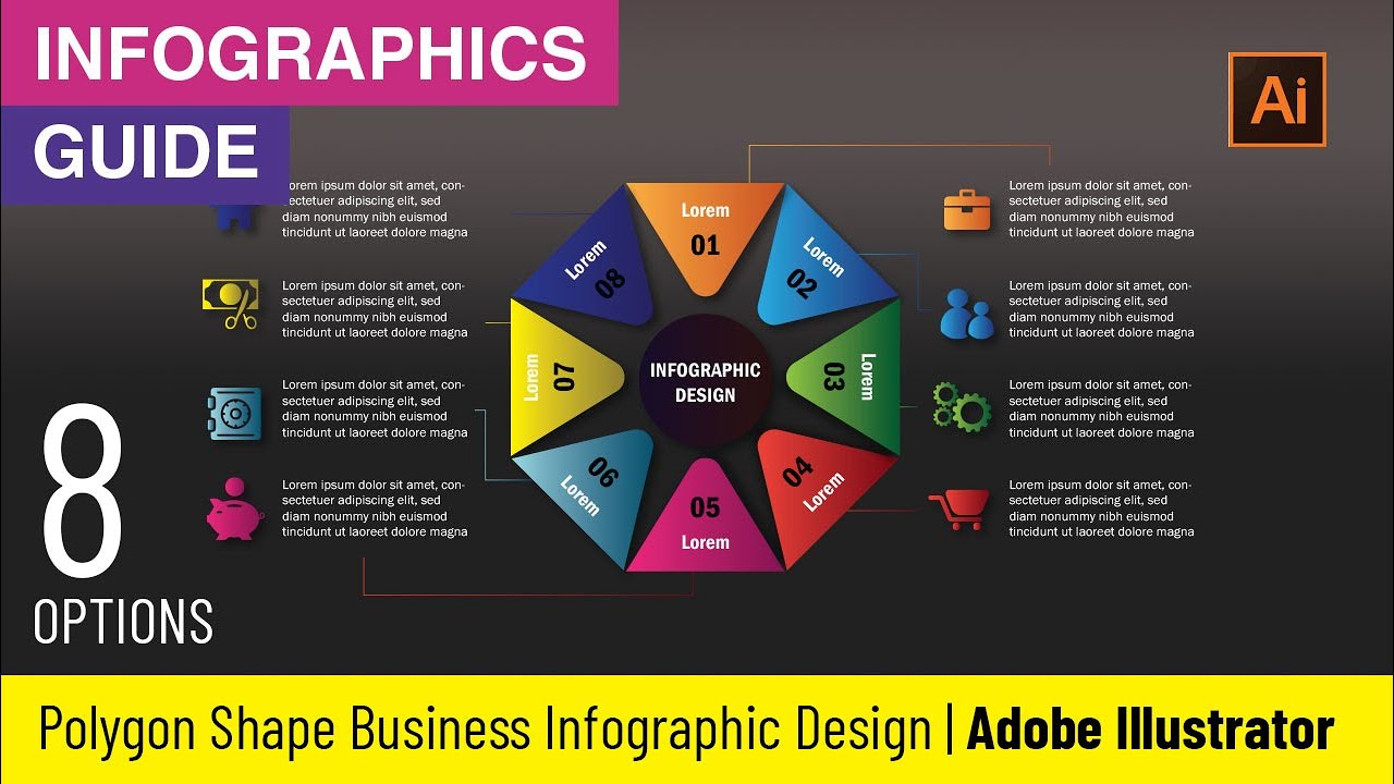 Tutorial: Infographic Design 8 Options Business Information Template in Adobe Illustrator