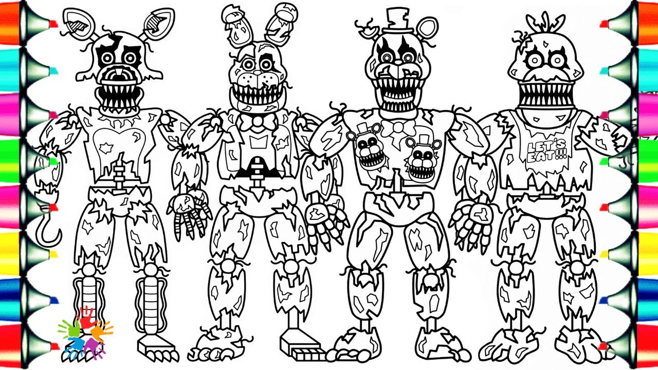 Five Nights at Freddy's New Coloring Pages / How To Color FNAF Nightmare Animatronics / NCS Music