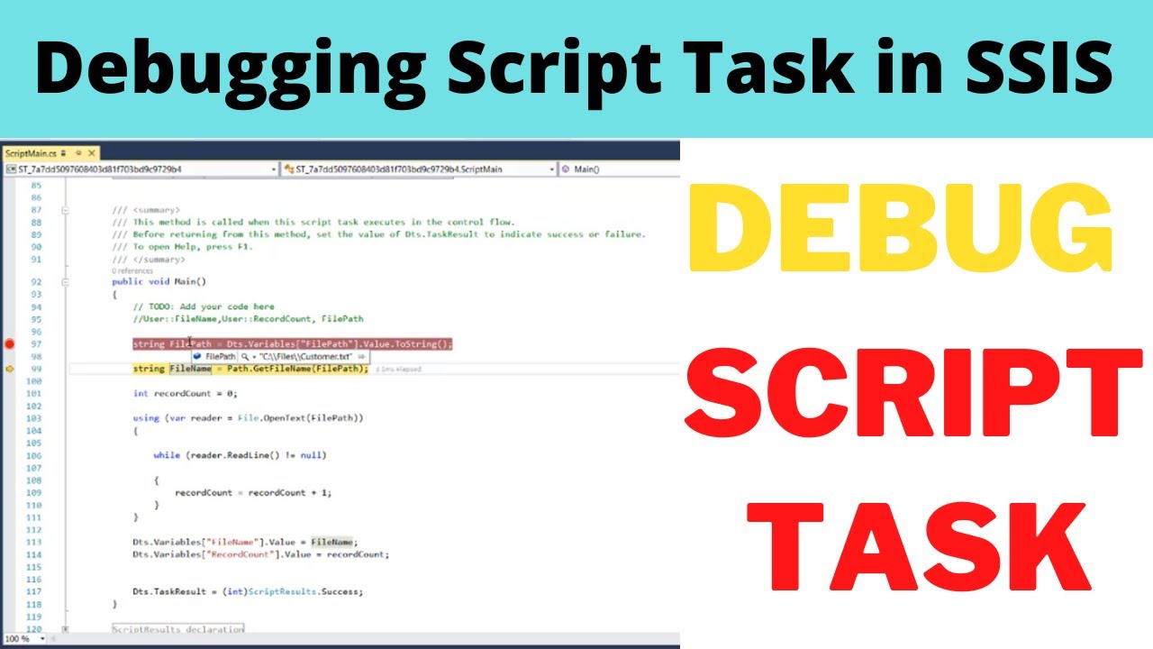 19 Debugging Script Task in SSIS