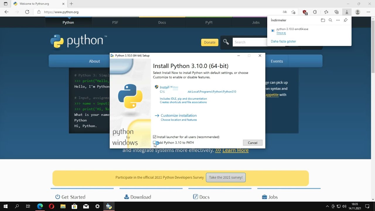 Python Kurulum(2021-2022 güncel) Python Kurulumu