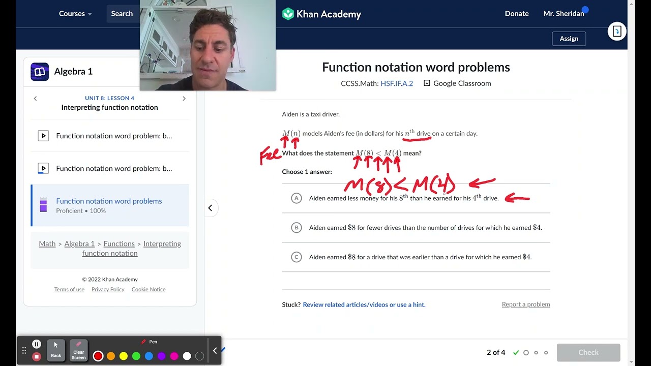Function notation word problems Khan Academy