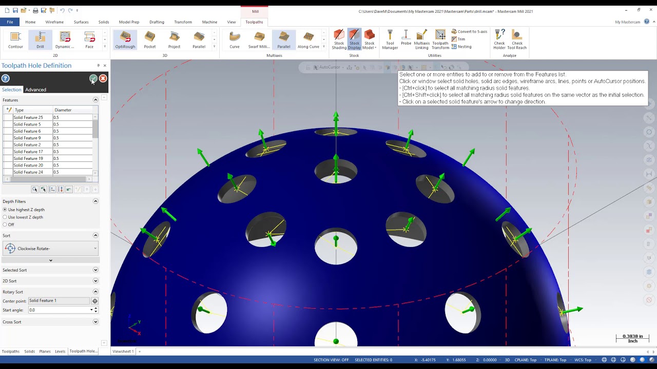 Multi-Axis Drilling in Mastercam