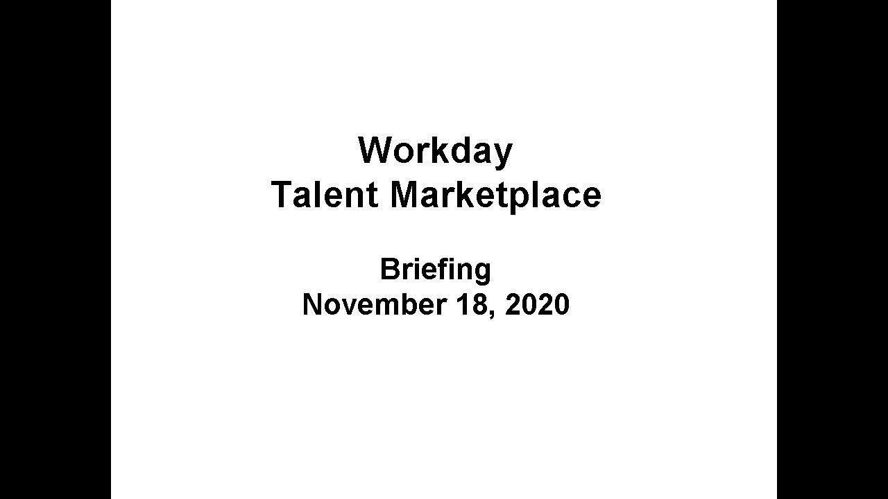 Analyst Cam: Workday Talent Marketplace
