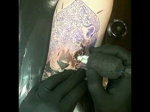 Chris Jensen Tattooist. Time lapse leopard tattoo
