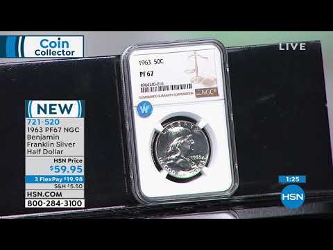 1963 PF67 NGC Benjamin Franklin 90% Silver Half Dollar