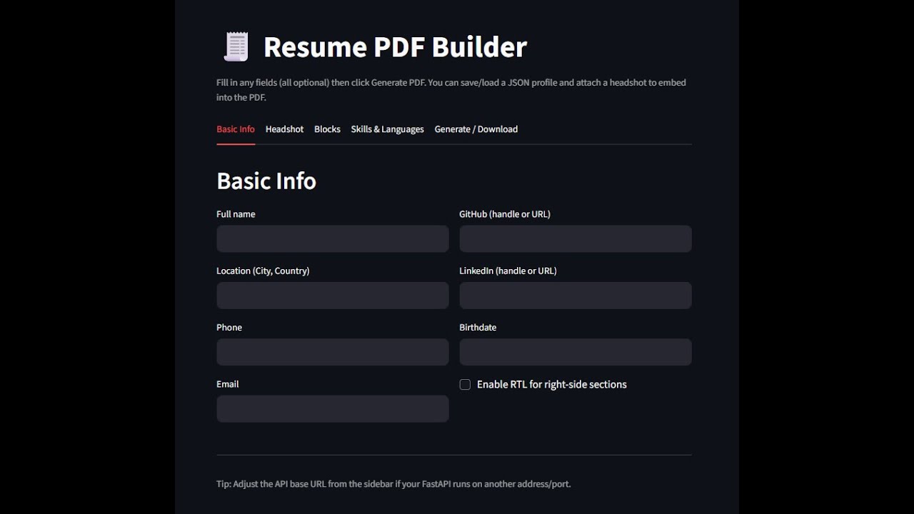 Build a Professional Resume PDF Generator with FastAPI & Streamlit 🧾⚡