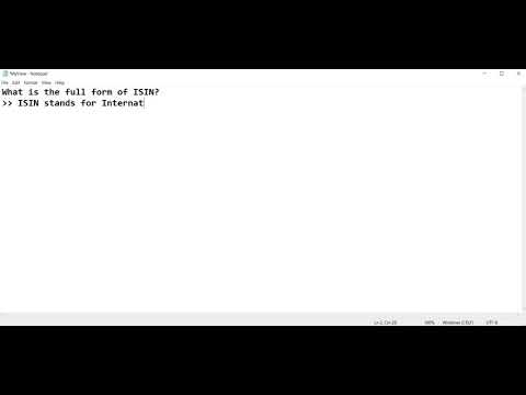 What is the full form of ISIN |Stock Market|