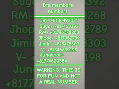 Bts members phone numbers 💜💜 *warning this is for fun and not their real numbers*