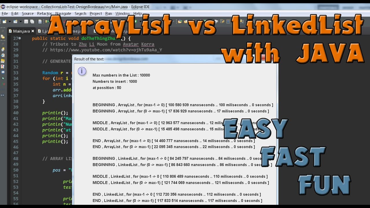 [Java programming] ArrayList vs LinkedList Speed Test