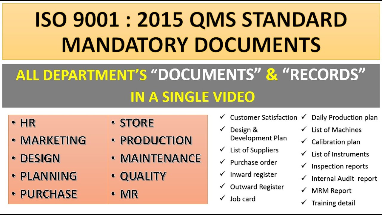 ISO 9001 2015 Mandatory Documentation I Documents & Records