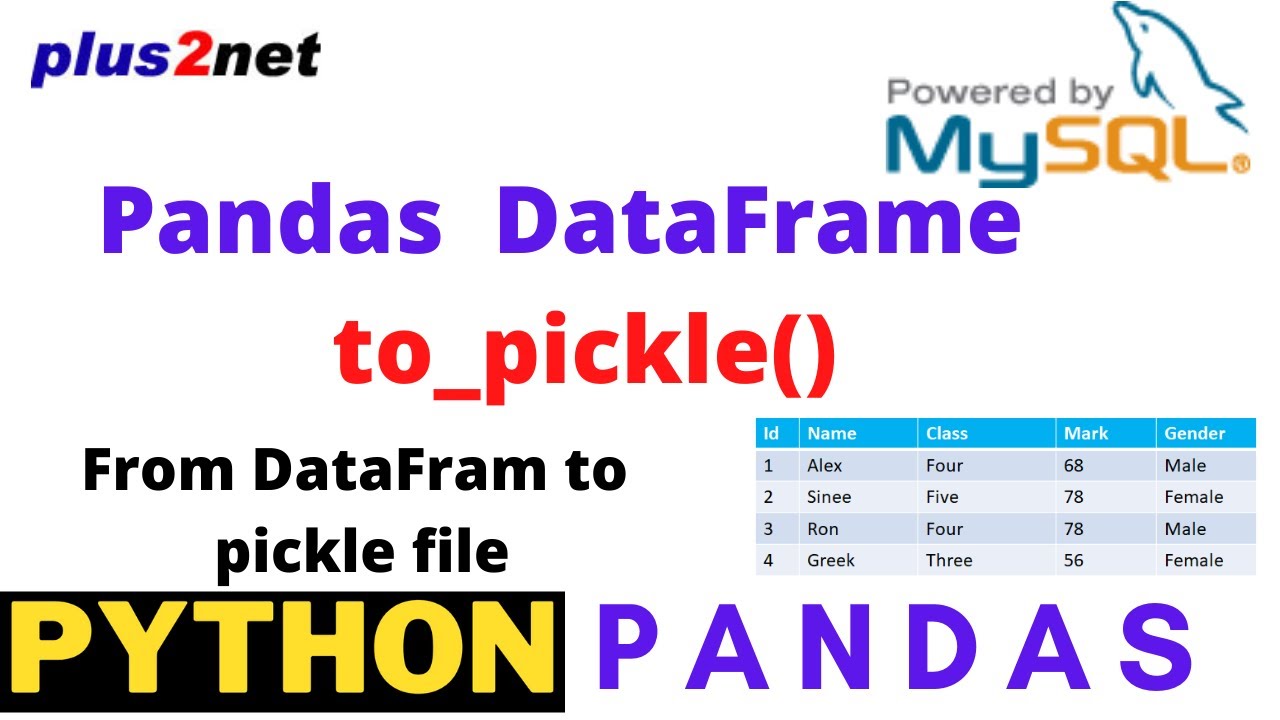 Python Pandas DataFrame output as pickle  & using Excel or MySQL table as source using to_pickle()