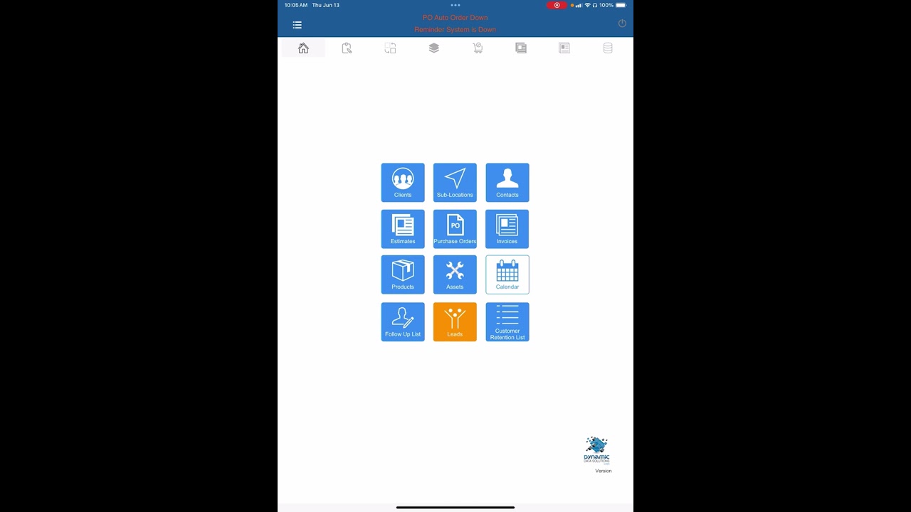 Overview of Clients, Sub Locations and Contacts in Dynamic Data Solutions CRM.