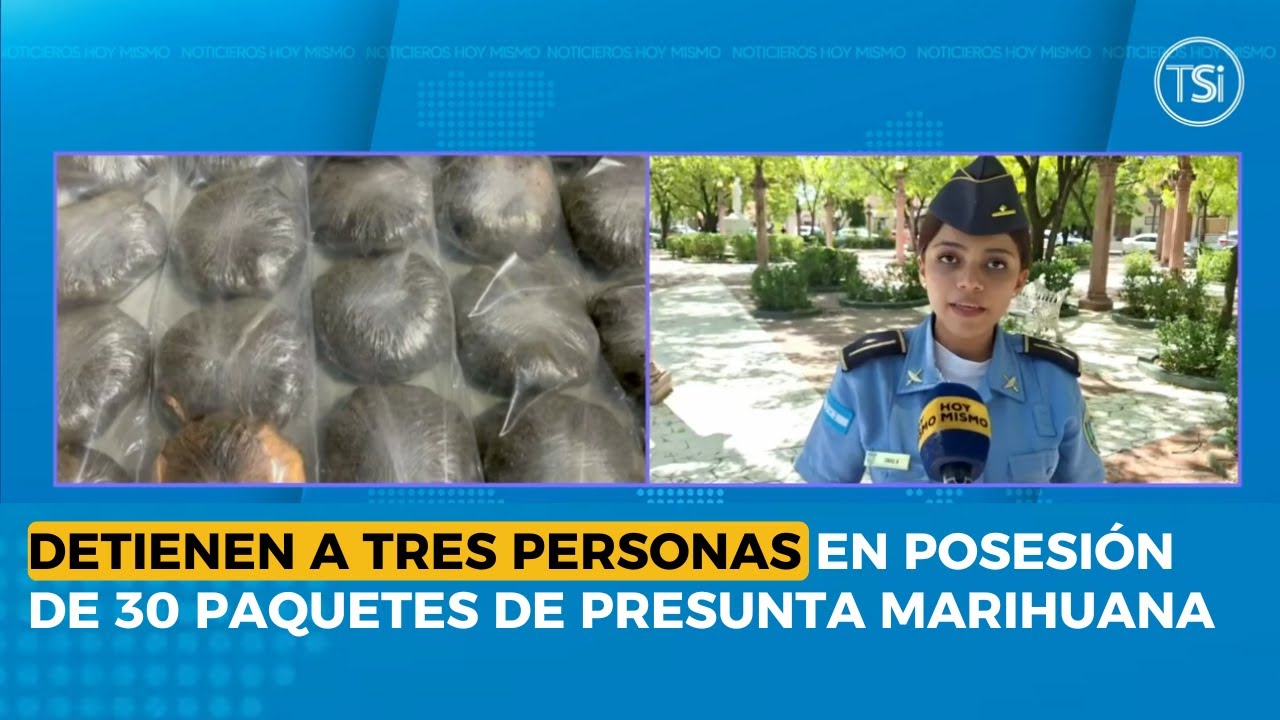 Detienen a tres personas en posesión de 30 paquetes de presunta marihuana