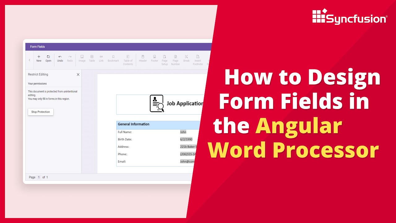 How to Design Form Fields in the Angular Word Processor