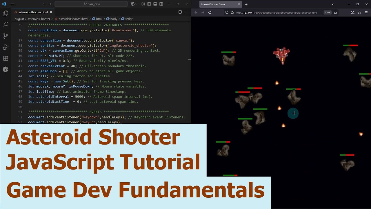Asteroid Shooter JavaScript Tutorial. Game Dev Fundamentals.