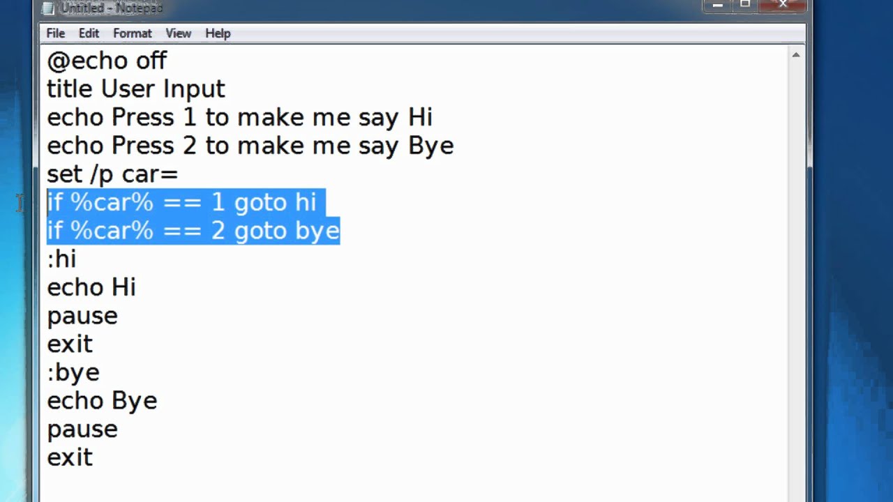 Batch Scripting - 4 - User Input