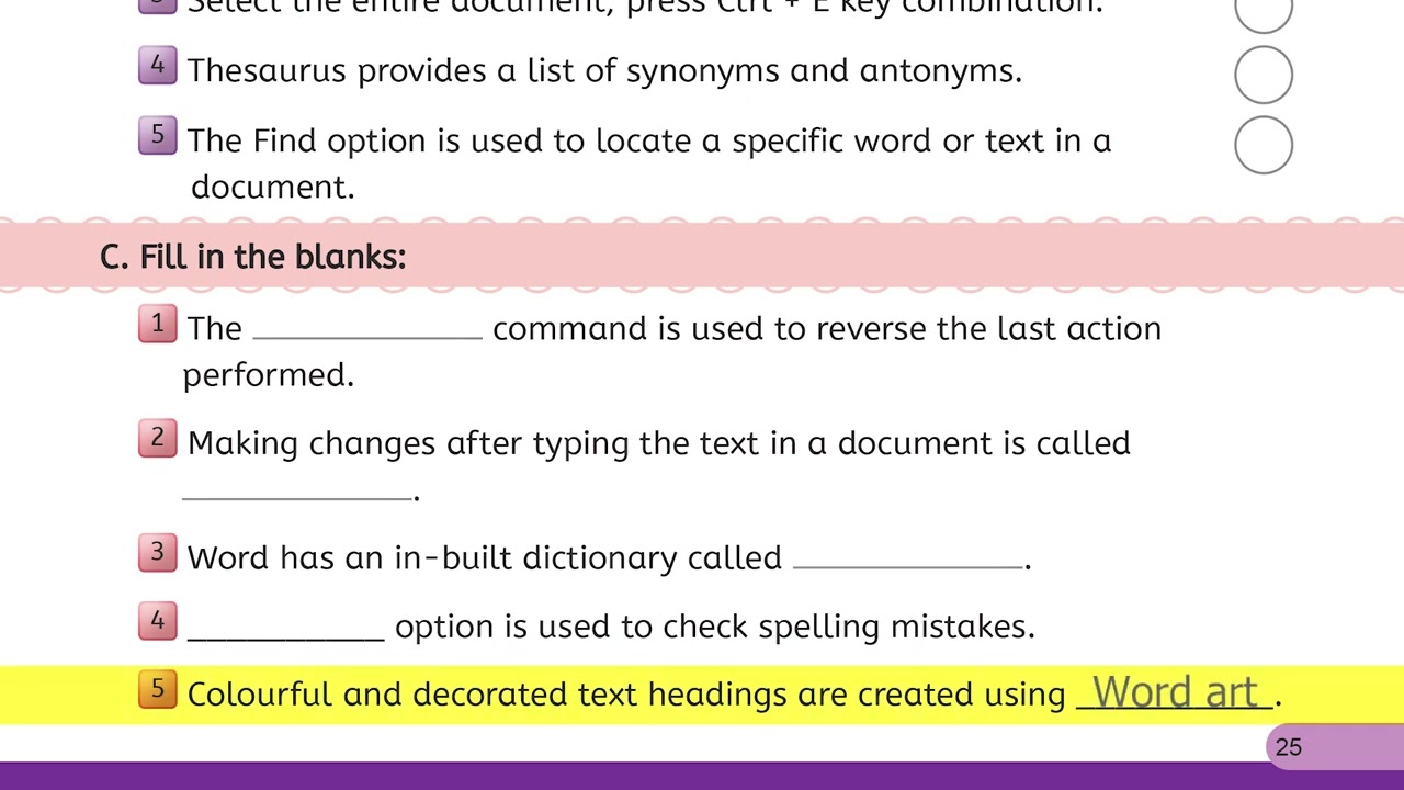 Computer Class 2 | Chapter 3: Working of a Computer | Exercise