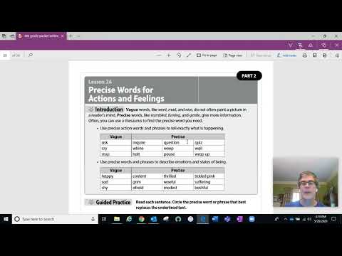 4th Writing - Precise Words for Actions and Feelings pp. 35-36