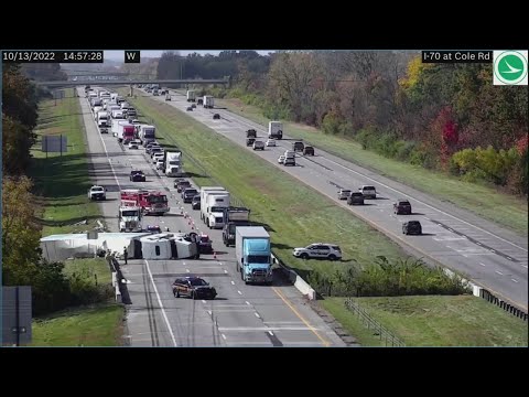 Major delays on I-70 east in west Franklin County after semi-truck overturns