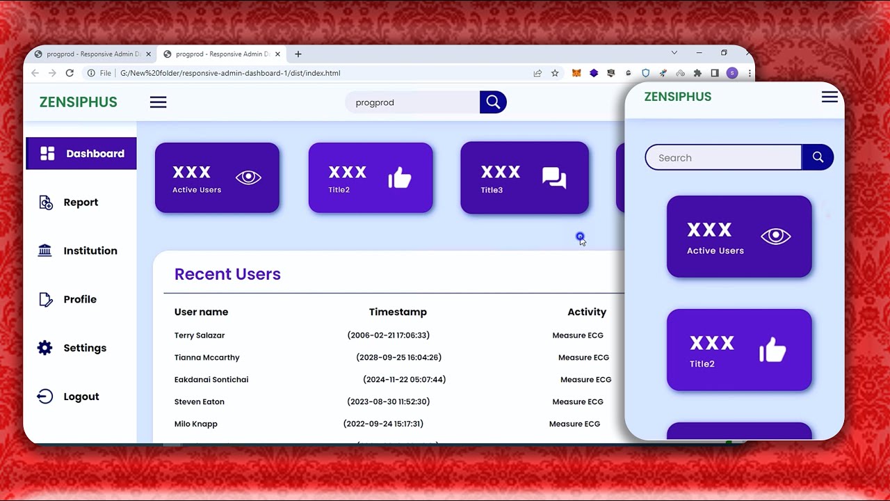 ASMR Programming - Create Responsive Admin Dashboard With HTML CSS - No Talking