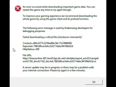 Error Failed to download a critical file | Drakensang Online