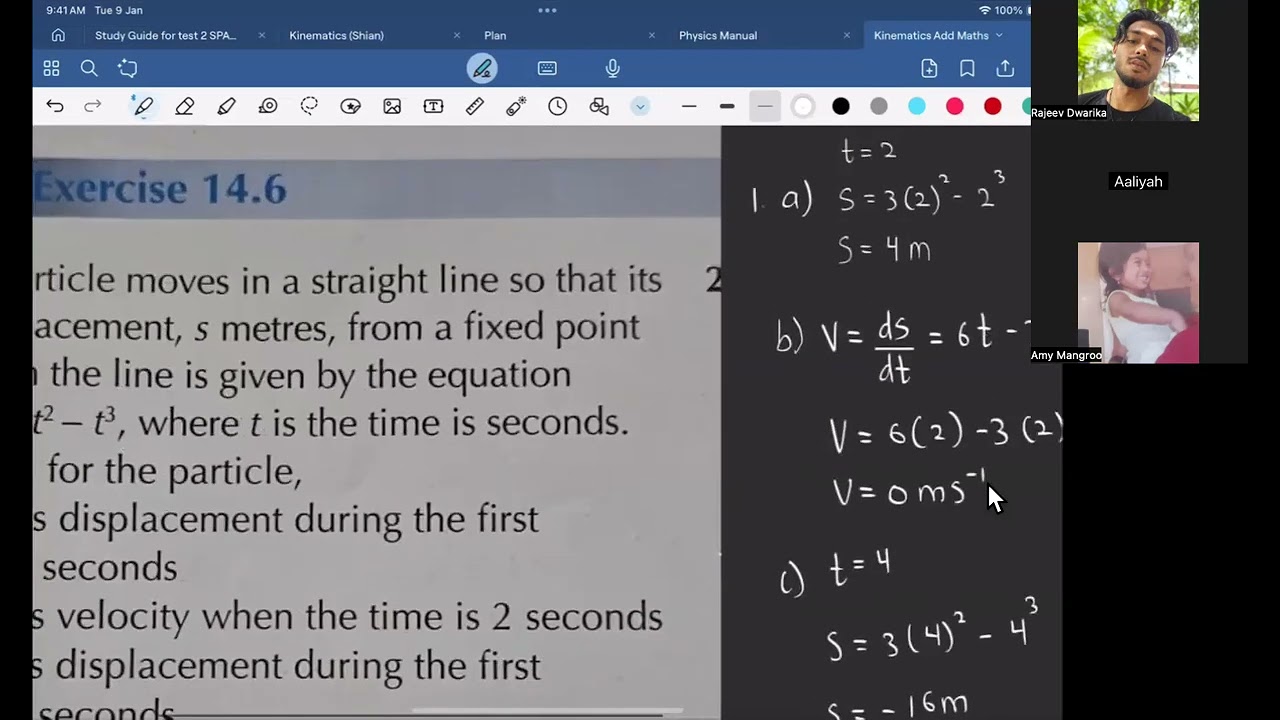 Additional Mathematics - Kinematics Review + Questions
