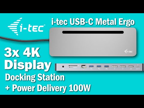 C31FLAT2PDPRO i-tec USB-C Metal Ergonomic 3x 4K Display Docking Station + Power Delivery 100 W