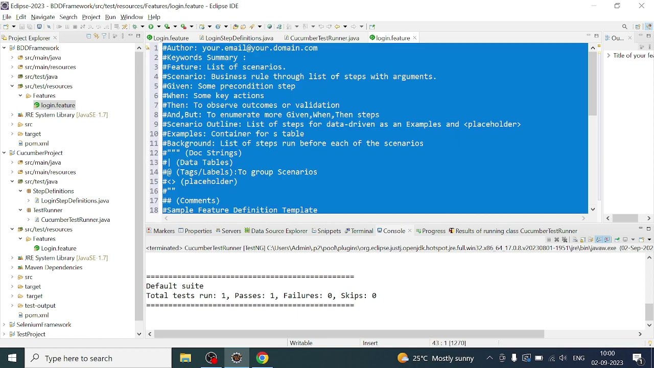 Selenium Cucumber BDD Framework with Java and TestNG - Login Test