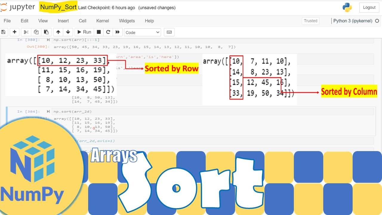 Python NumPy|Sorting a Numpy Array | Python for Beginners | Learnerea