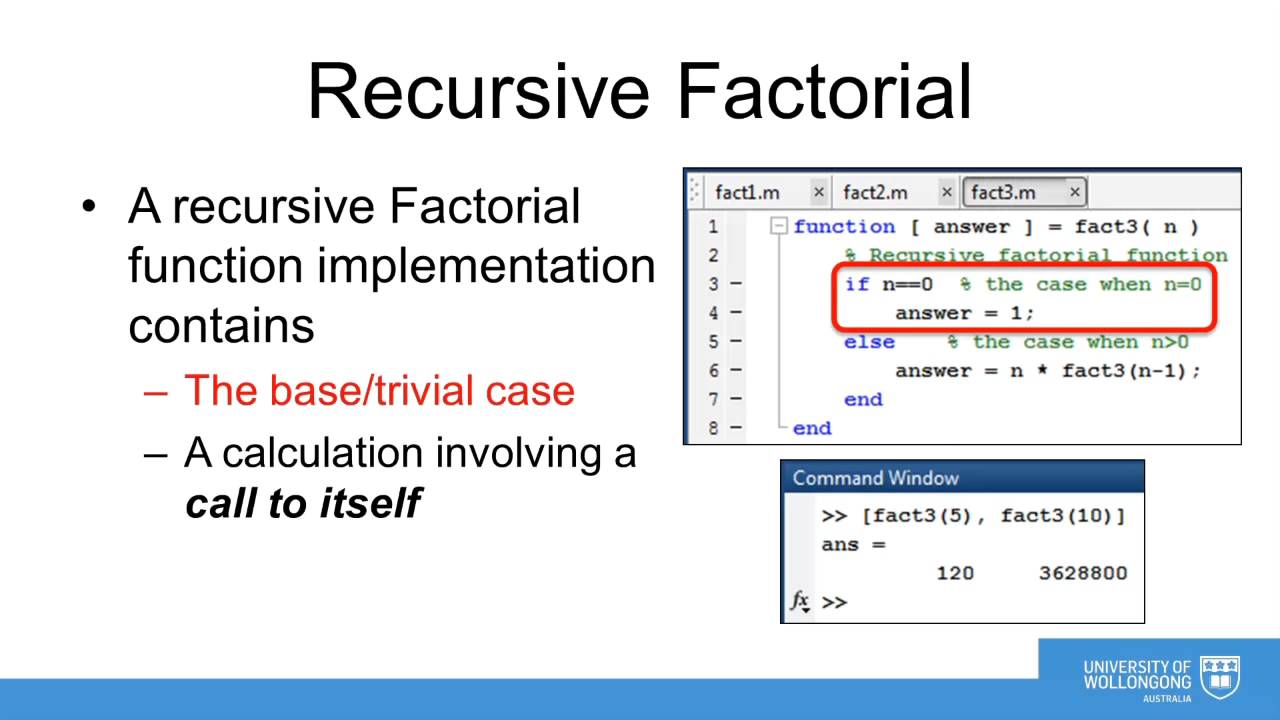MATLAB Programming: Introduction to Recursion