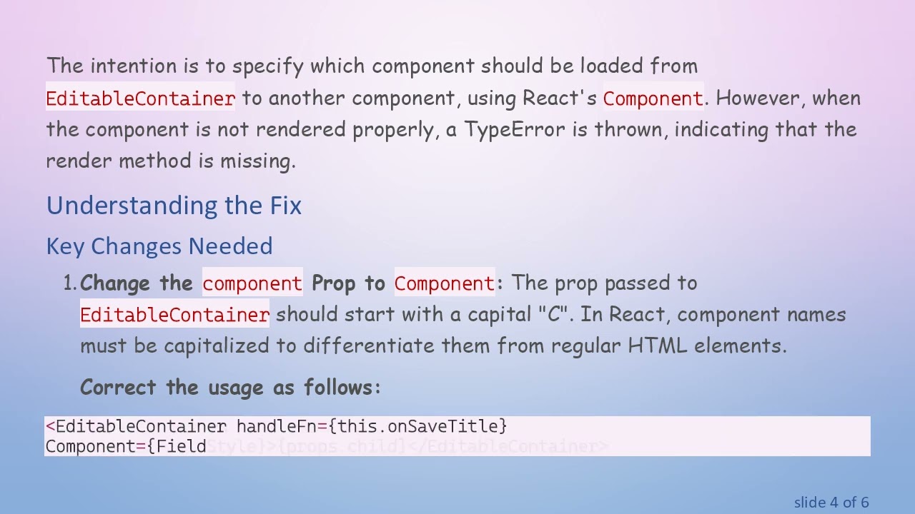 Solving the Error: No render method found on the returned component instance in React