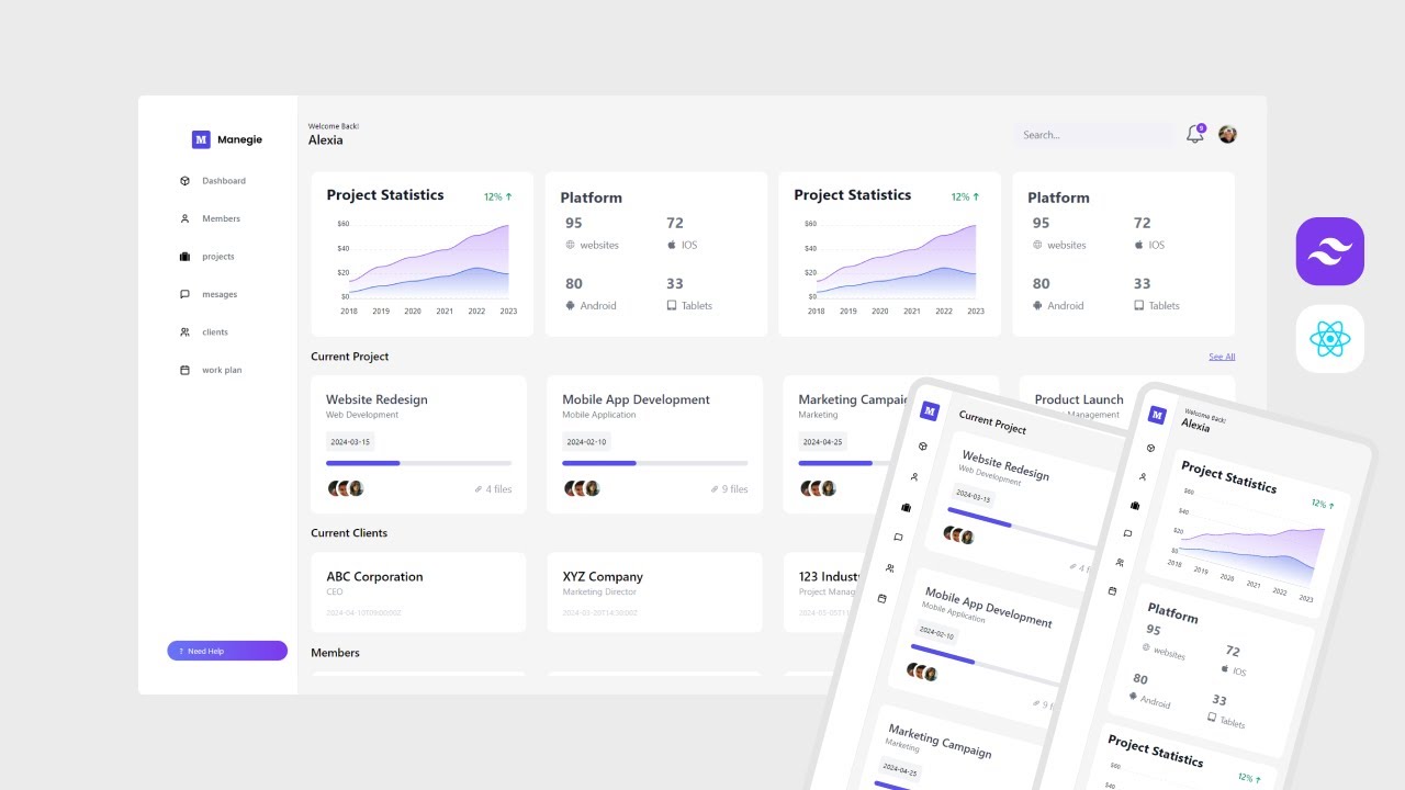 Build Responsive Dashboard UI Using React js | with vite and | Tailwindcss