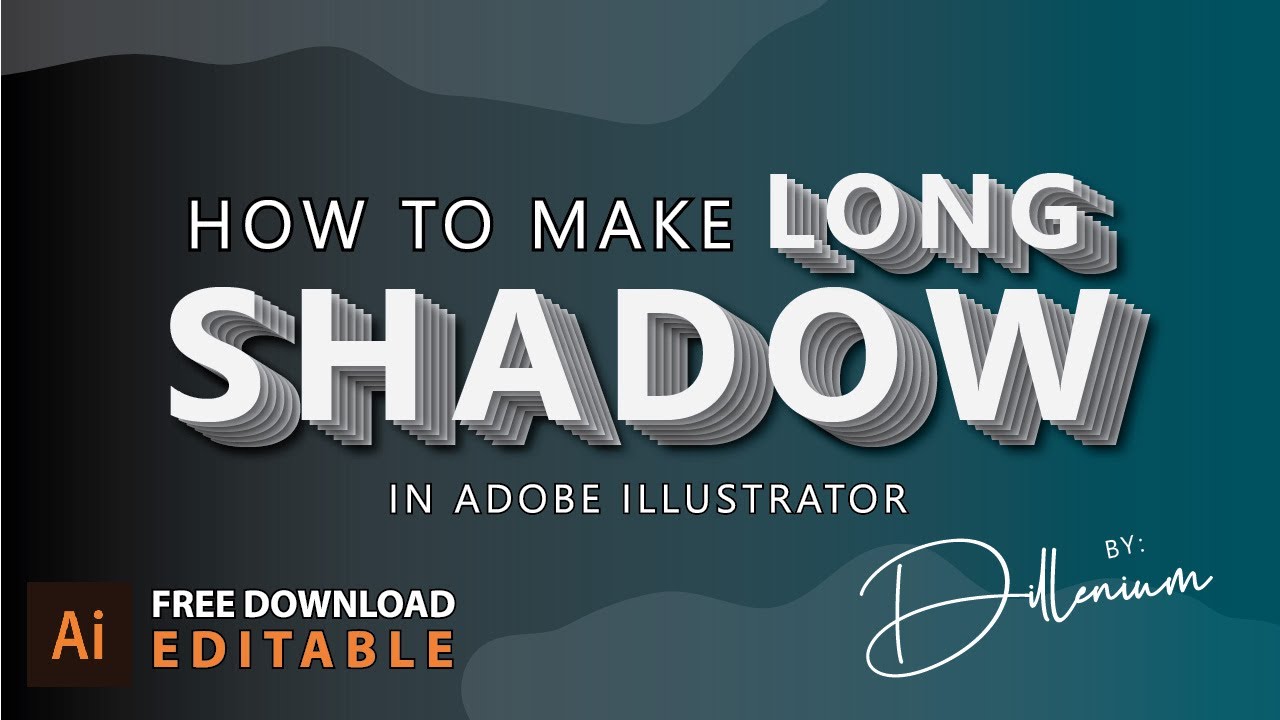 How to Create Long Shadow -  Illustrator Tutorials - Long Shadow Text (Editable Download)