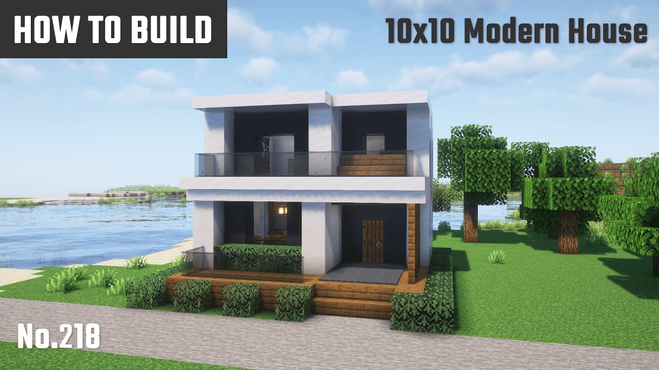 マイクラ建築：シンプルでおしゃれなモダンな家の作り方。10x10ブロックで簡単に。No.218【Minecraft】 - Minecraft ...
