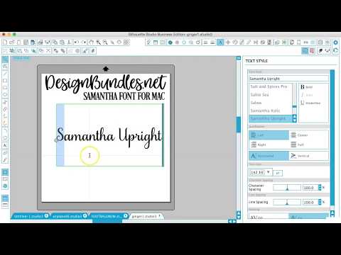 Using Samantha Font and Glyphs Silhouette Studio on PC and Mac
