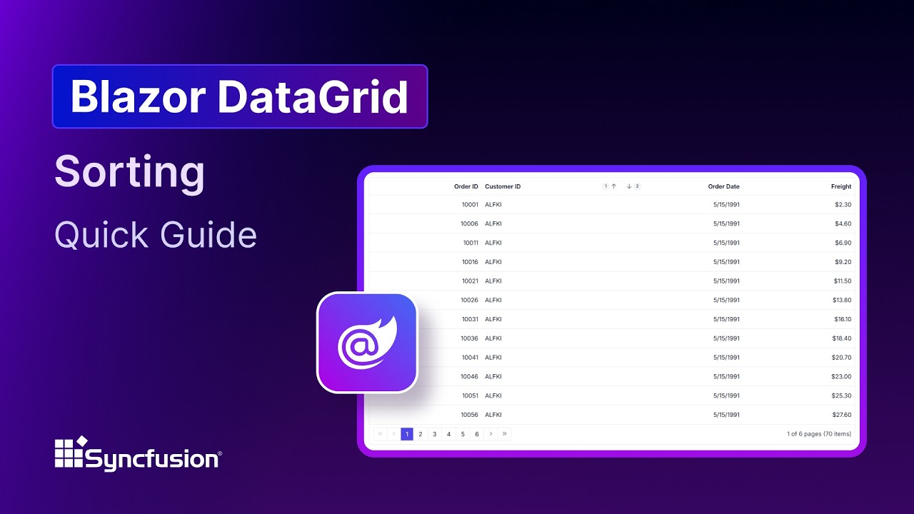 Blazor DataGrid: Sorting Feature Walkthrough