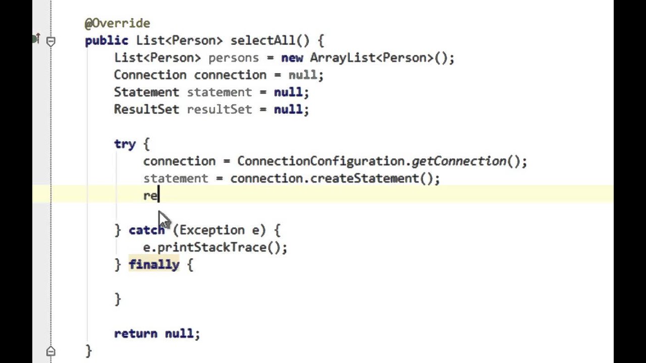 Java and JDBC tutorial #5: Select all values