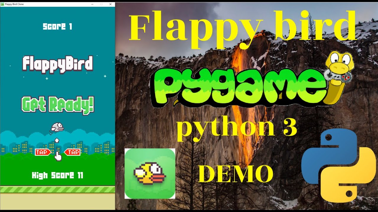Flappy Bird Clone Demo | Pygame | Python 3 | Game development | Gameplay
