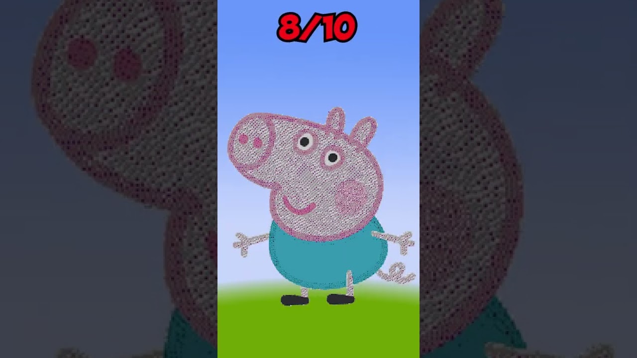 Rate pixel art with Peppa Pig characters in minecraft from 1 to 10#shorts