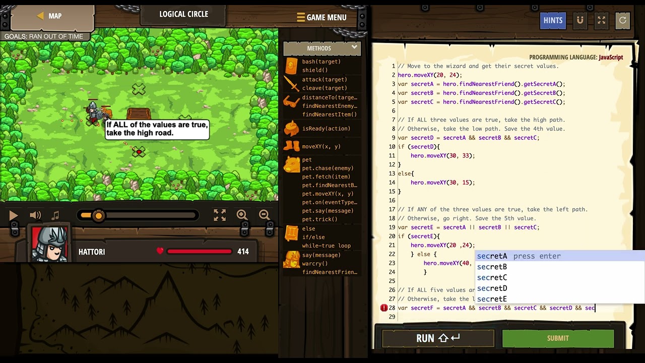 CodeCombat - Logical Circle - JavaScript