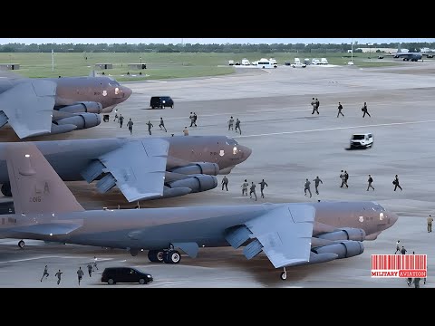 Emergency Takeoff Alert! US Air Force B-52 Bomber Pilots and Crews Rush at Full Speed
