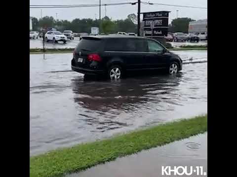 Street flooding along Weslayan in Houston on October 2, 2021